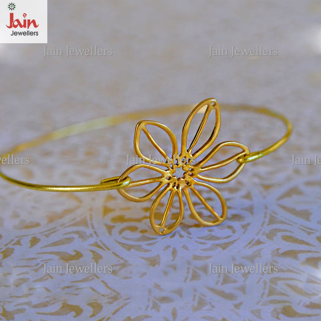 Handmade 18k/22k Gold Daisy Flower Hinge Bracelet - Etsy