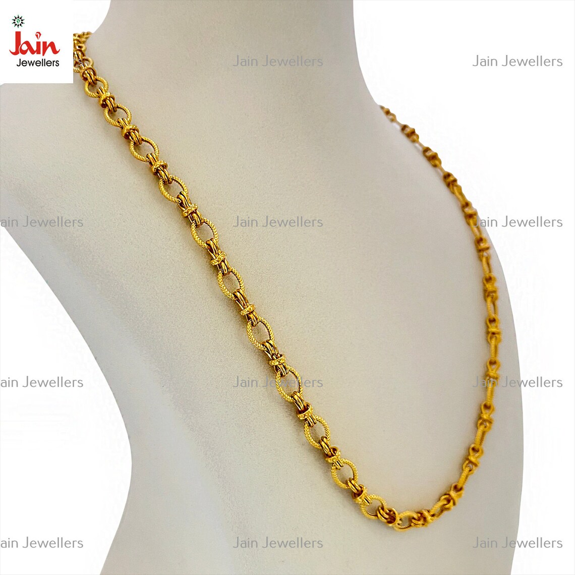 18 Kt, 22 Kt Hallmark Real Gold Cable Link Chain Men's Necklace Width ...