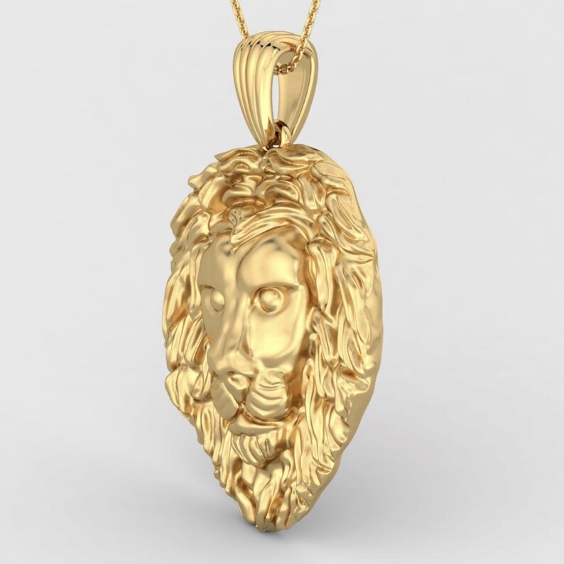 14 Kt 18 Kt 22kt Yellow Gold Lion Face Pendant Hallmark - Etsy