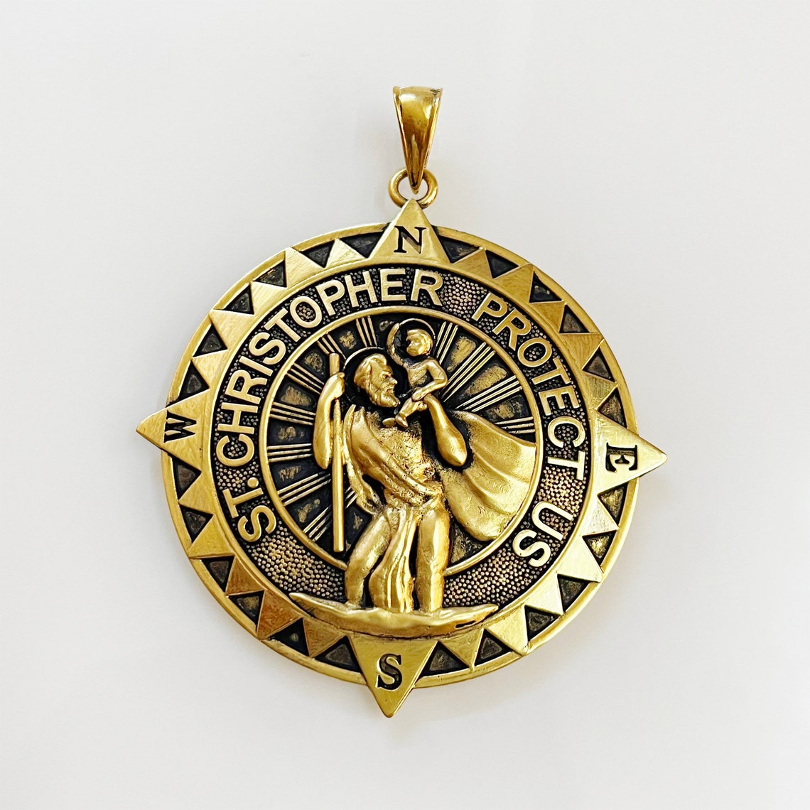 14 K 18K 22K Yellow Gold St. Christopher Catholic Medal - Etsy
