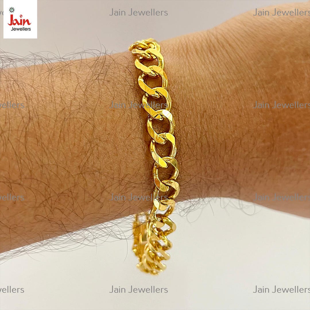 18k 36g Solid Gold Men's Curb Cuban Link Bracelet - Etsy UK