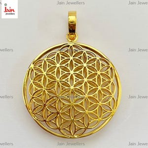 18K Solid Yellow Gold Flower of Life Pendant - Yoga Ethnic Necklace - Etsy