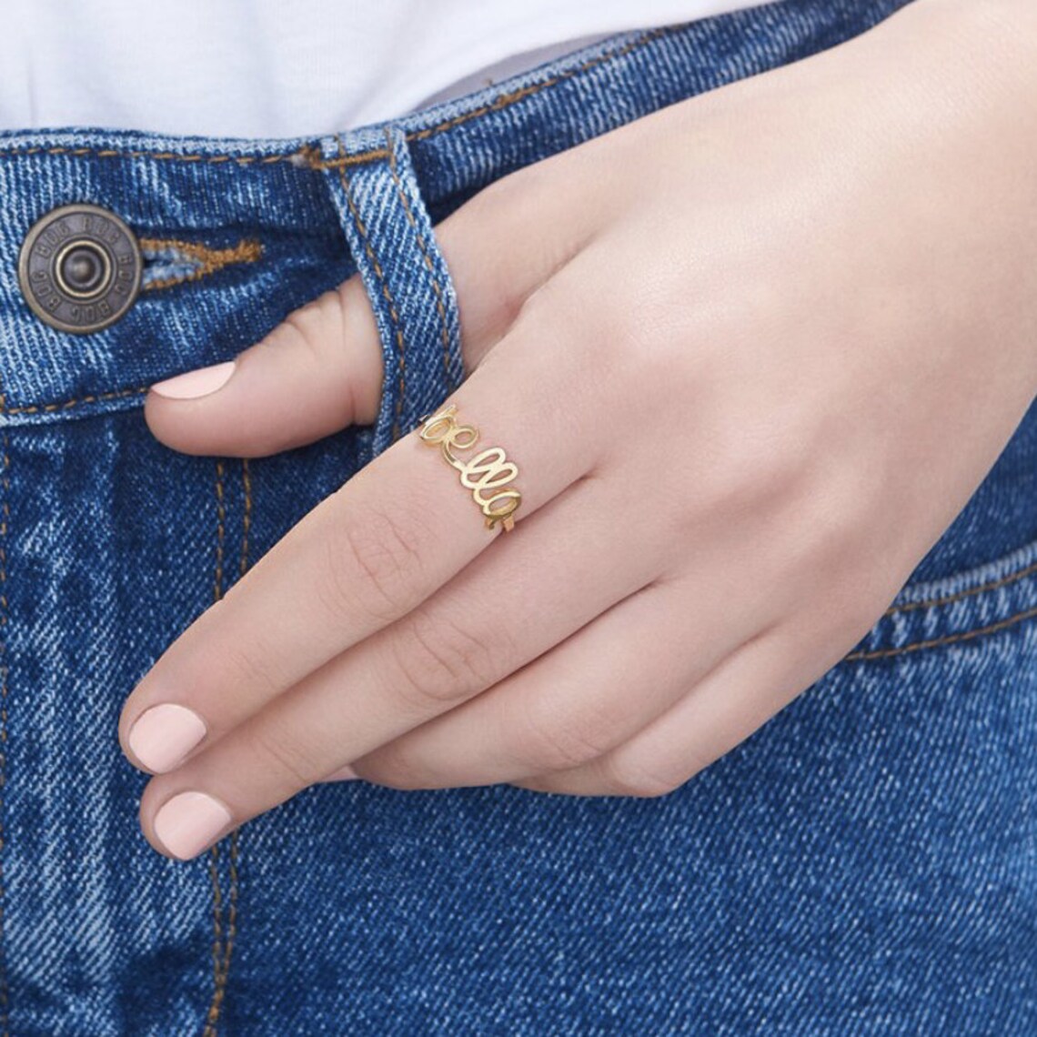 14K, 18K Real Solid Yellow Gold Ring, Hallmark Handmade Unique ...