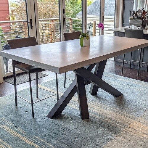 Barn XO Concrete Dining Table Reclaimed Wood Base 2 Inch - Etsy