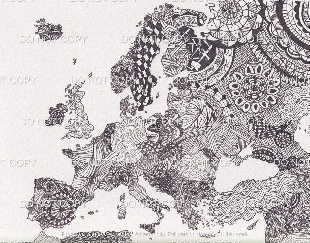 Stylized Map of Europe - Etsy