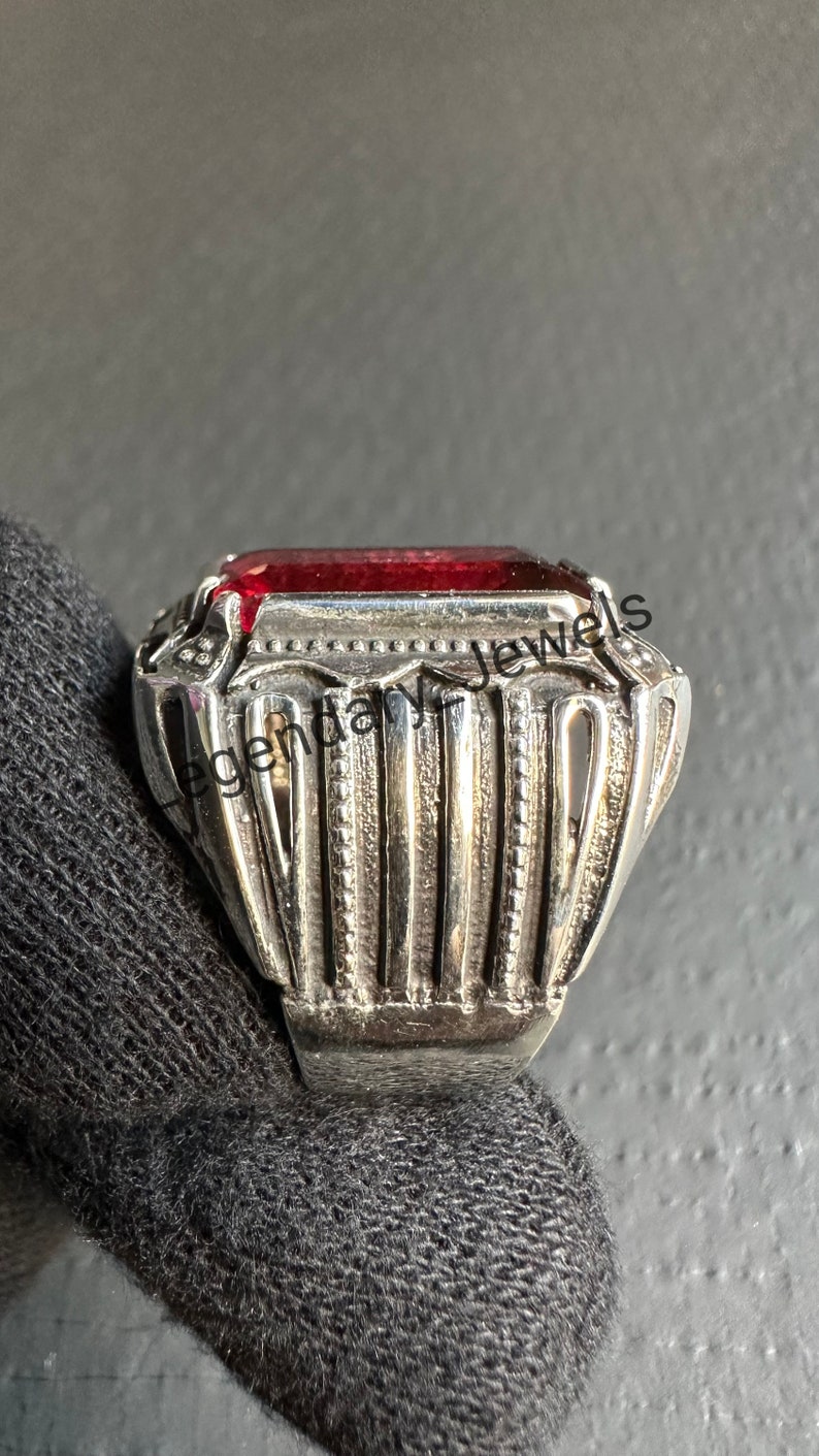 Handcrafted Sterling Silver Ruby Men's Ring: Statement Jewelry - Etsy