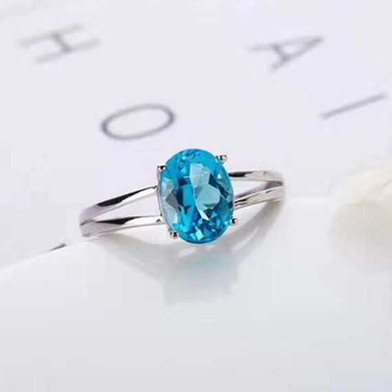 London Blue Topaz Oval Ring 925 Solid Sterling Silver - Etsy