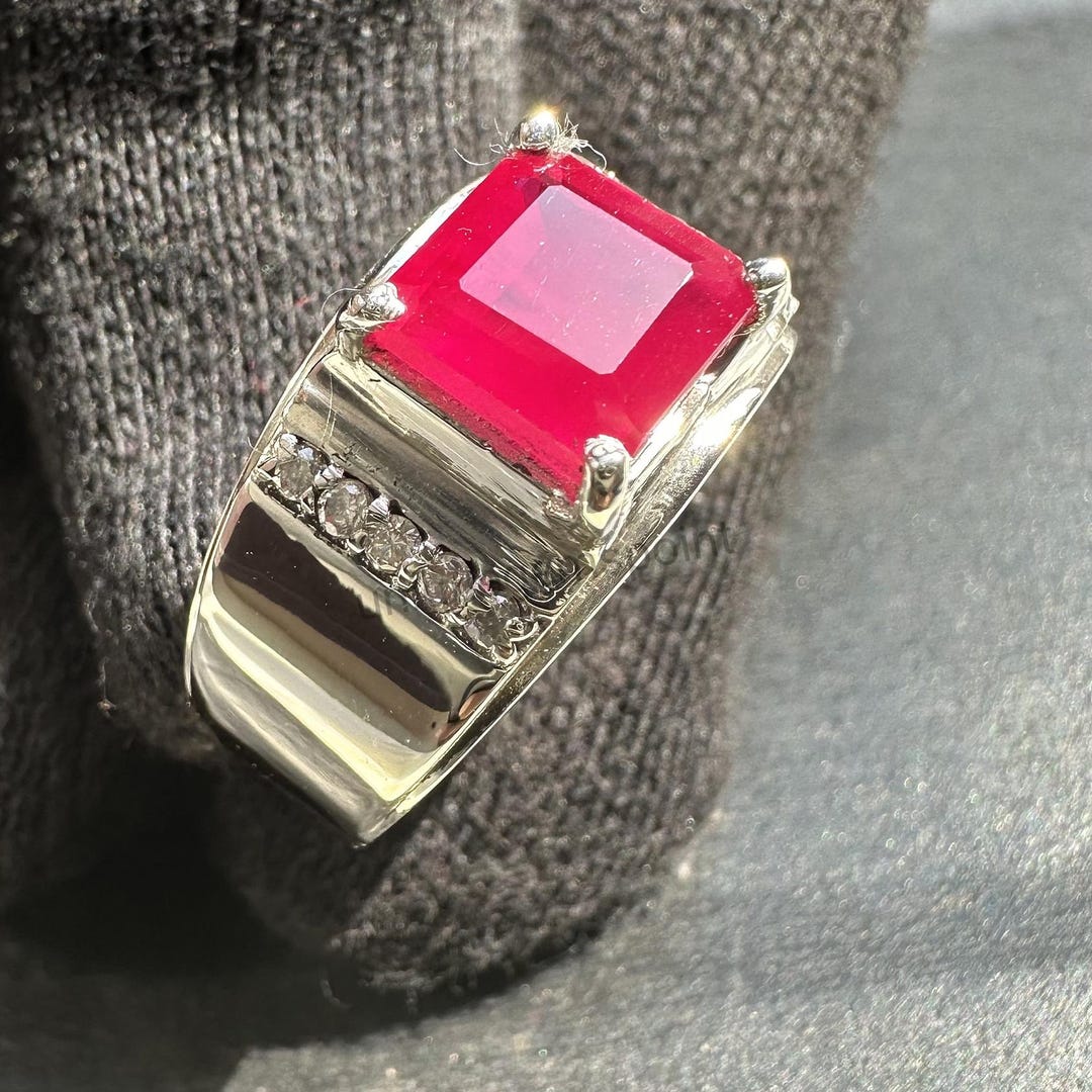 Natural Ruby Silver Men's Ring - Handcrafted Sterling Silver Band - Etsy