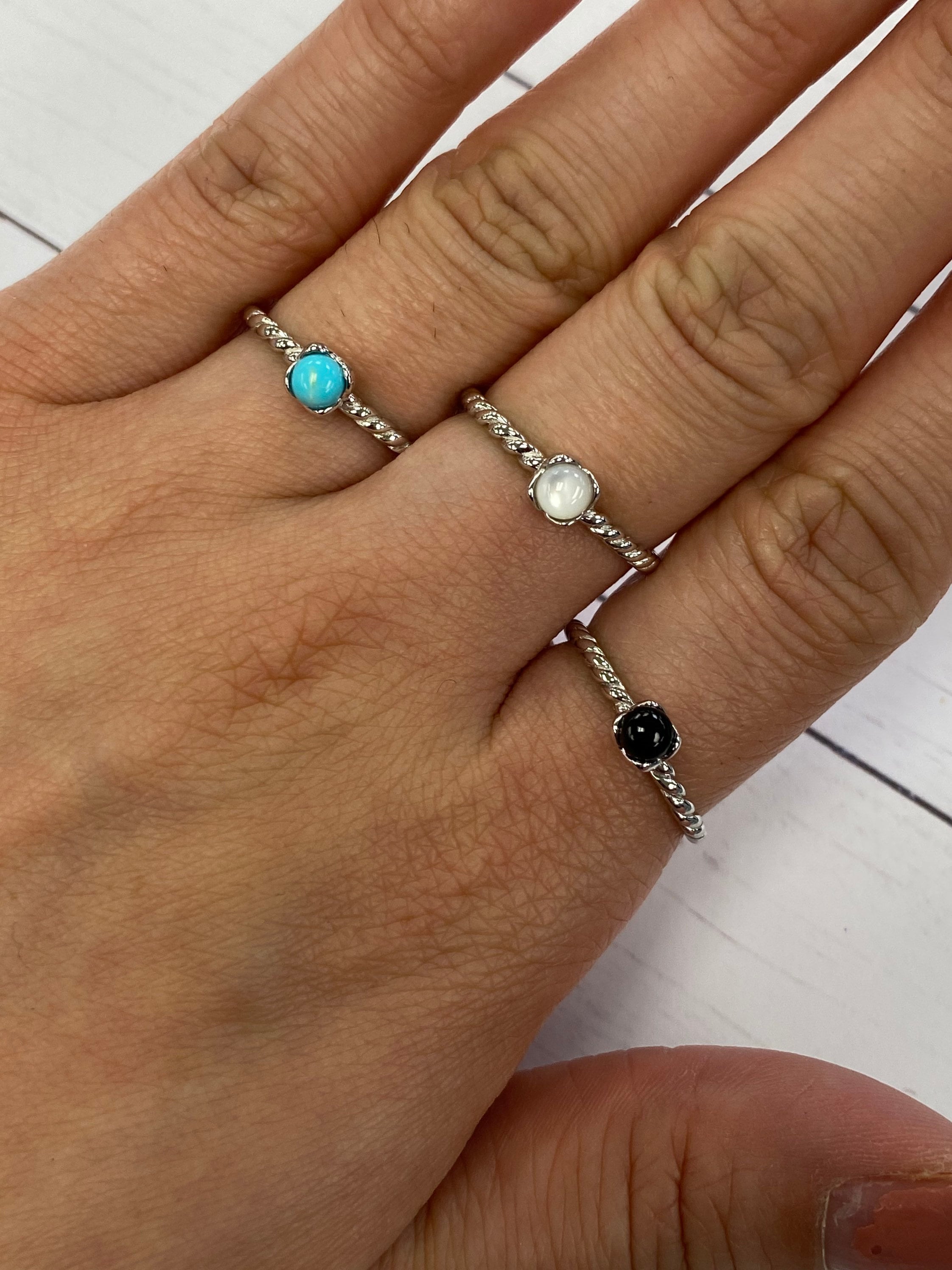 3mm Stone Rope Ring 925 Sterling Silver - Etsy