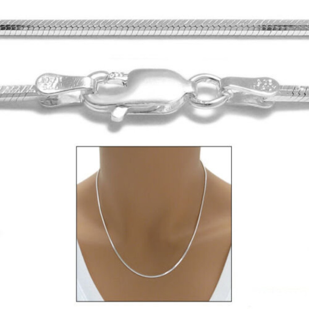 925 Italy Sterling Silver Diamond Cut 8 Side Snake Chain 025 Necklace ...
