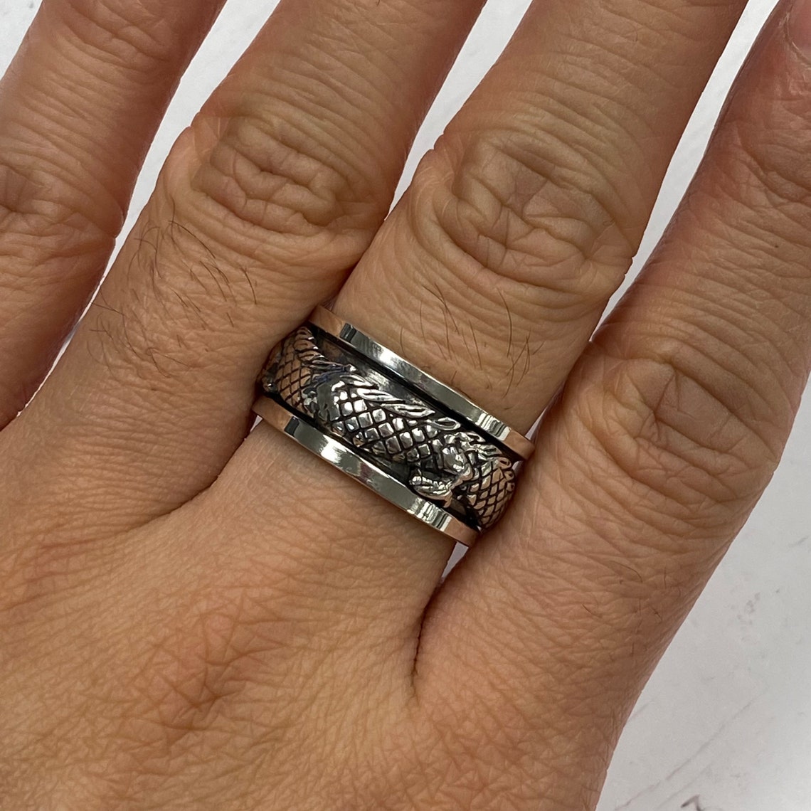 Dragon Spinning Ring Men's Fidget Ring Gift for Him | Etsy