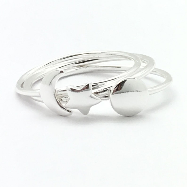Celestial Rings Sun Moon and Stars Ring Set 925 Sterling - Etsy