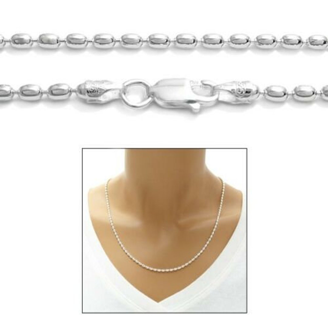 Charleston 2.3mm Rice Beads 925 Sterling Silver Chains - Etsy