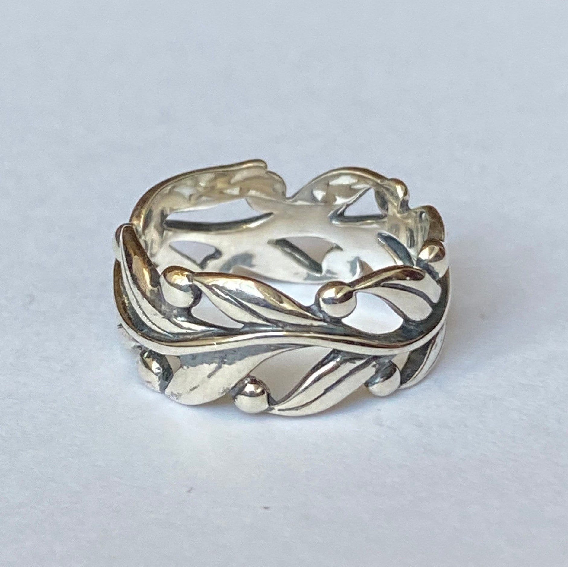 Sterling Silver Leaf Branch Ring, Layering Ring, Vine Ring, Laurel Ring ...