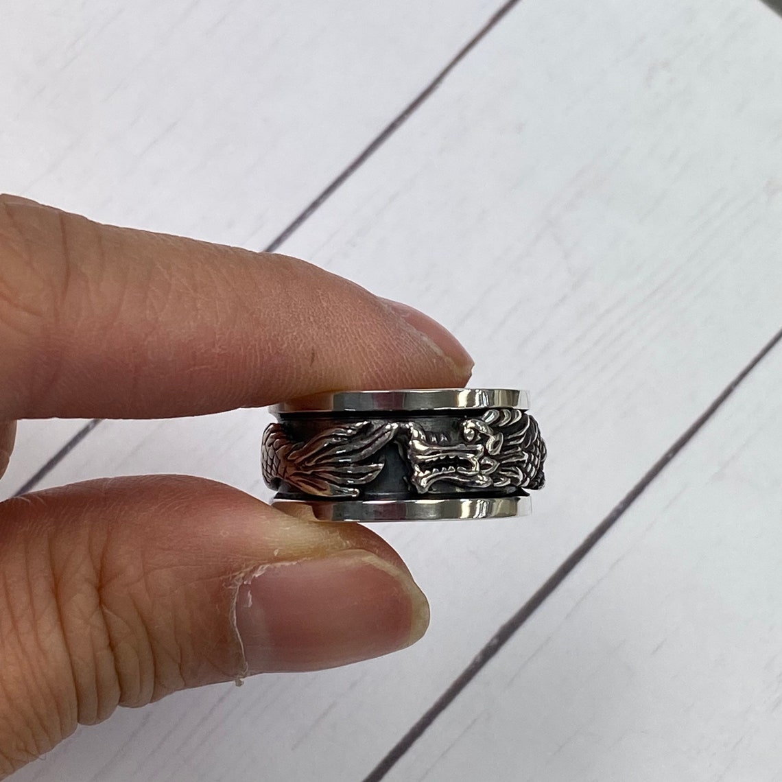 Dragon Spinning Ring Men's Fidget Ring Gift for Him | Etsy