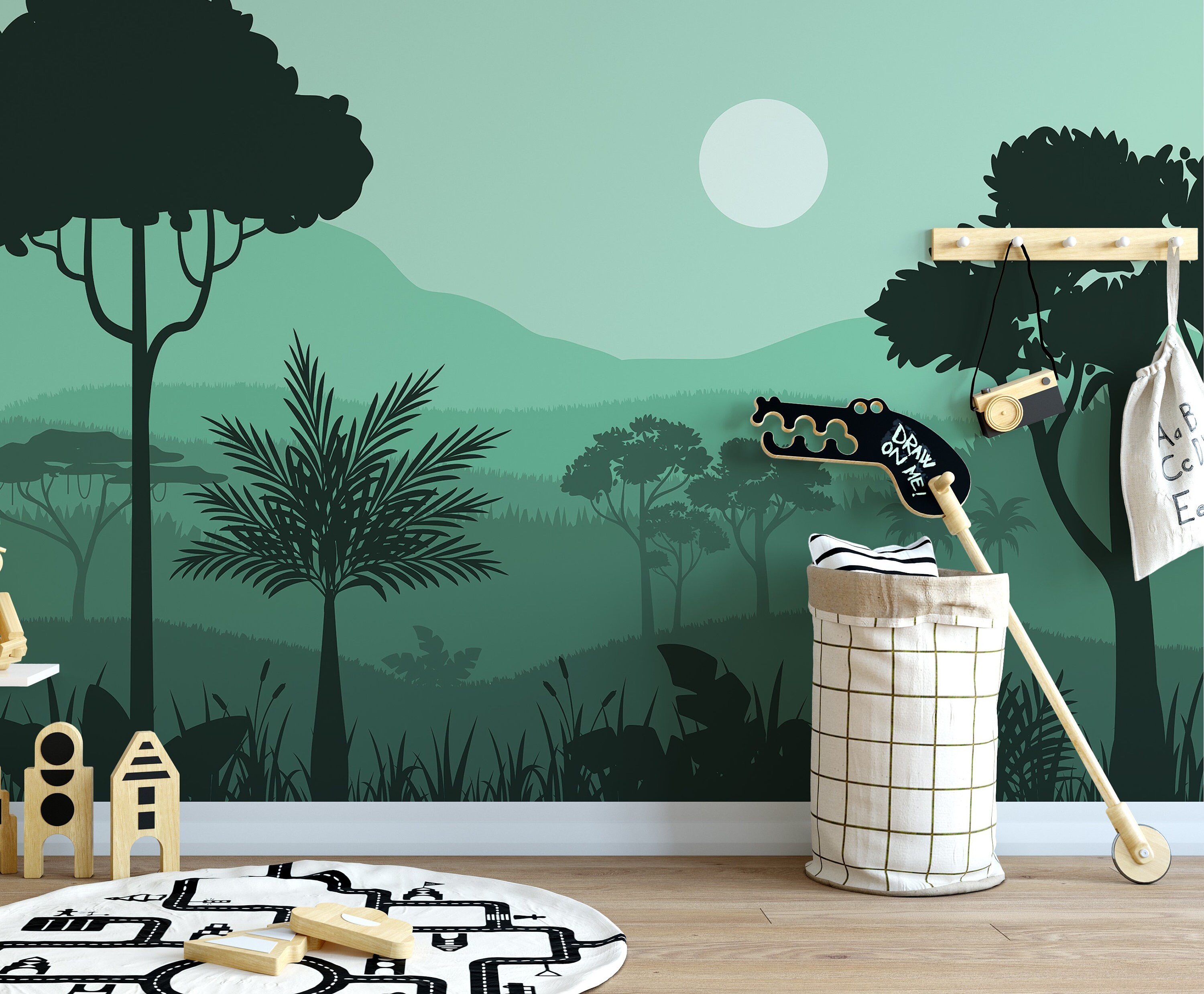 Jungle Mural Wallpaper Forest Wallpaper Nursery Wallpaper - Etsy UK