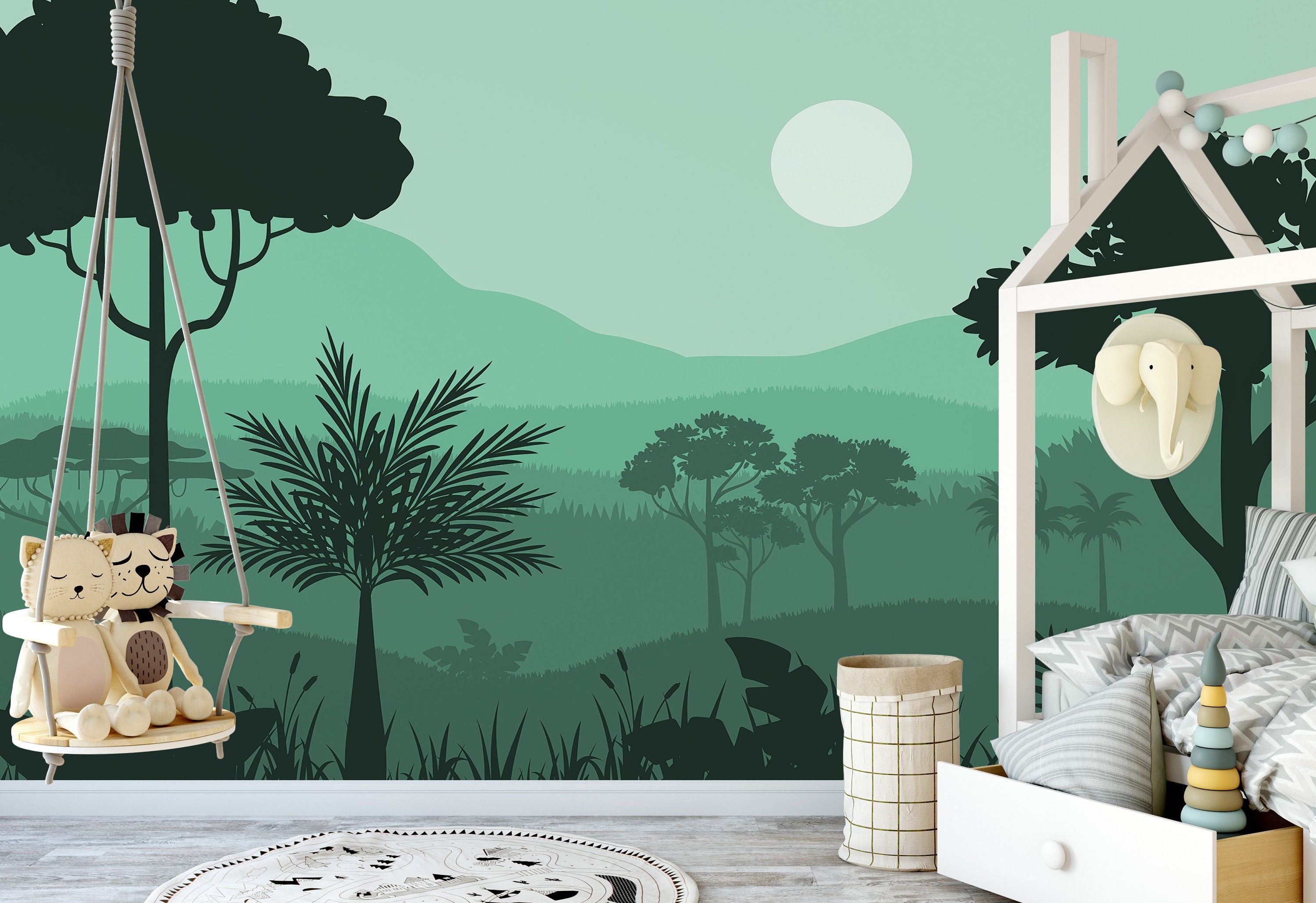 Jungle Mural Wallpaper Forest Wallpaper Nursery Wallpaper - Etsy UK