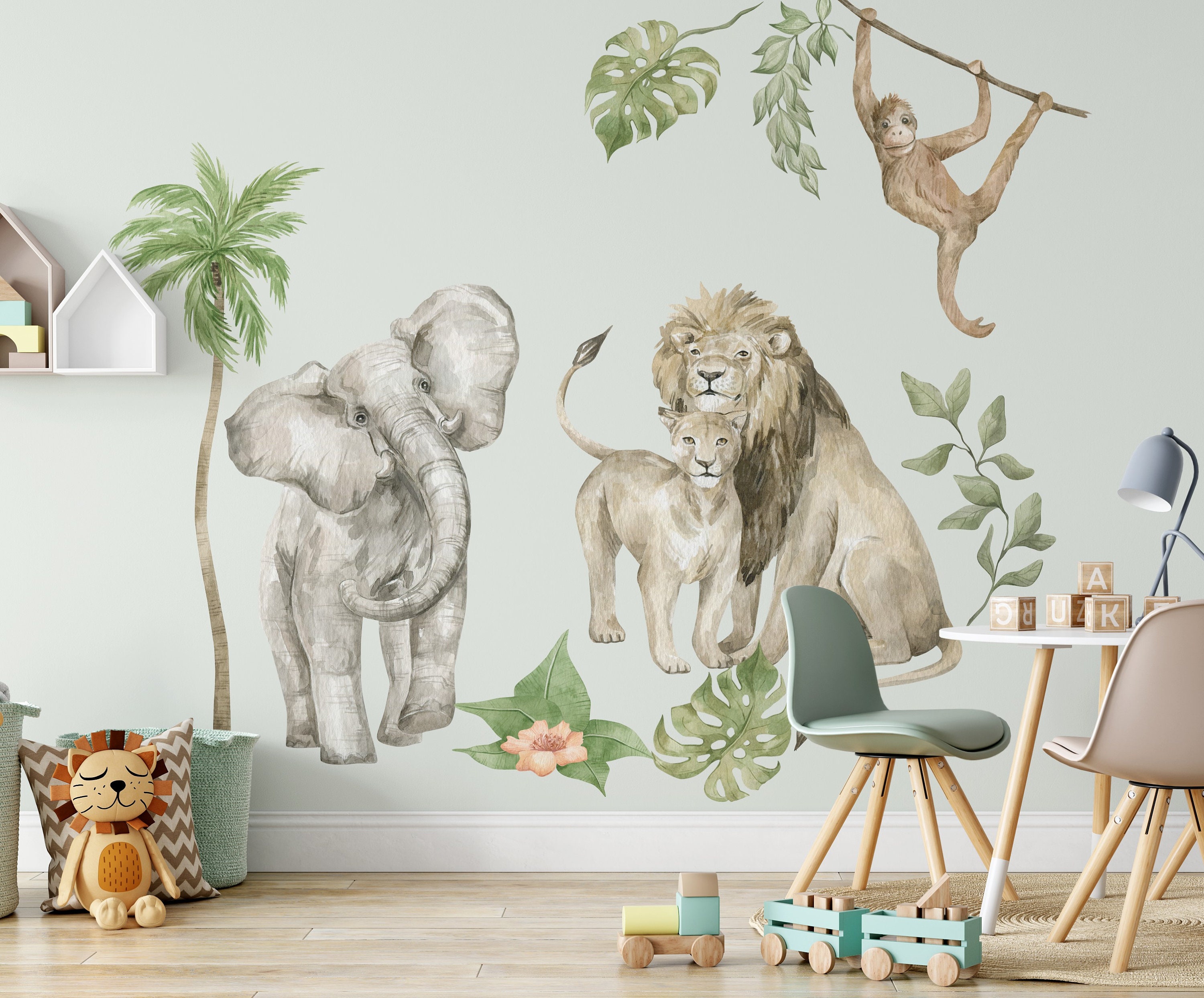 Safari Wall Stickers Children Animals Decals Childrens Wall | Etsy