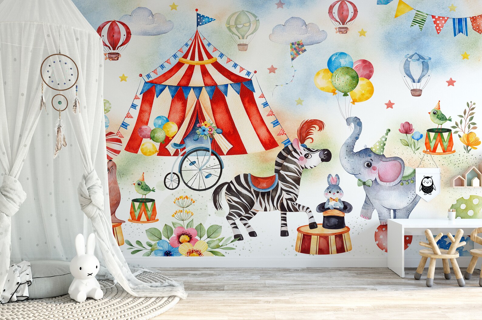 Circus Mural Wallpaper Clown Wall Mural Playroom Nursery - Etsy UK