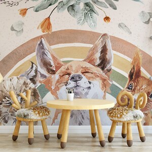 BOHO Mural Wallpaper, Forest Wall Mural, Nursery Forest Animals ...