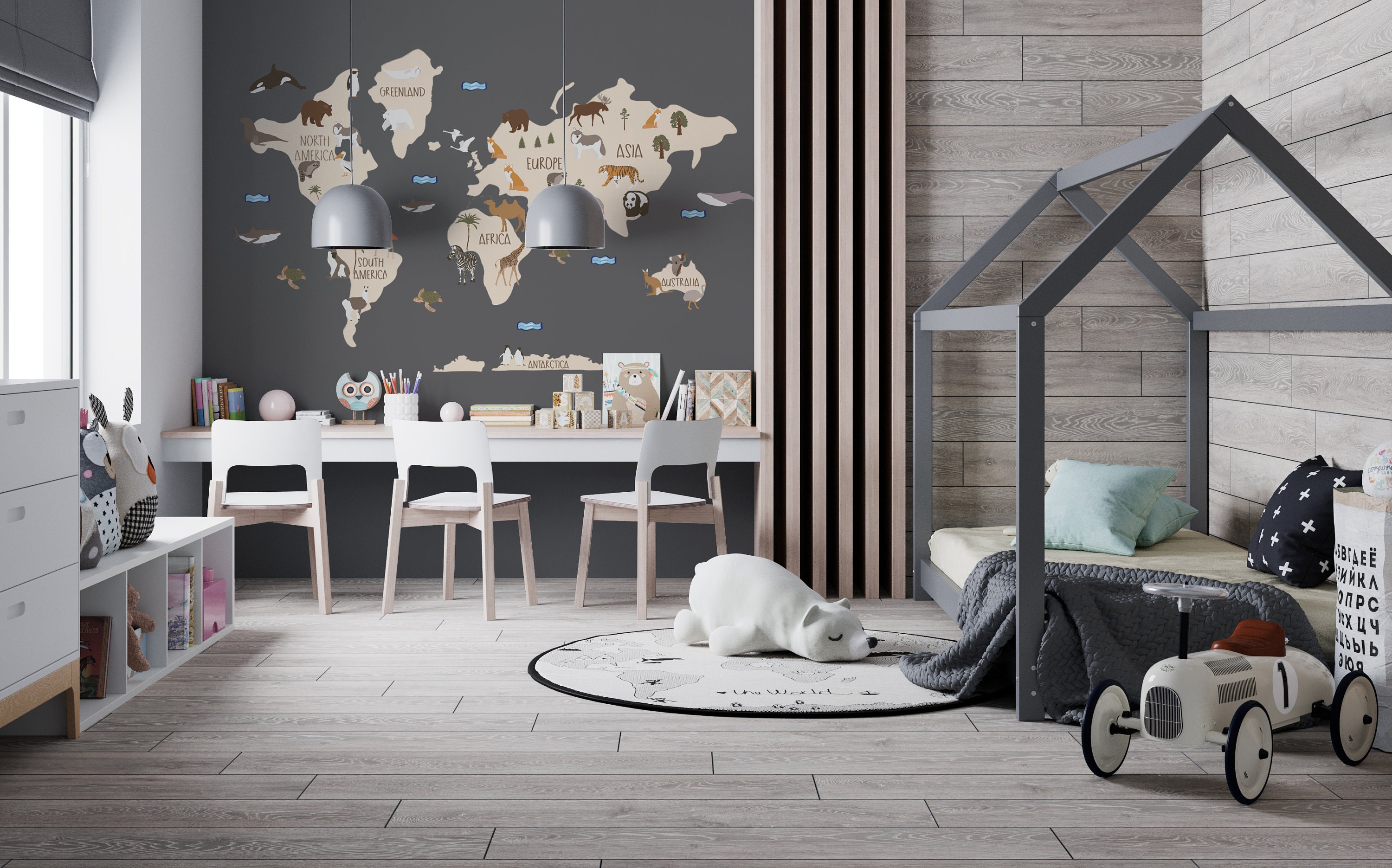 World Map Wall Stickers Map Decal Cream Map Childrens Wall - Etsy UK