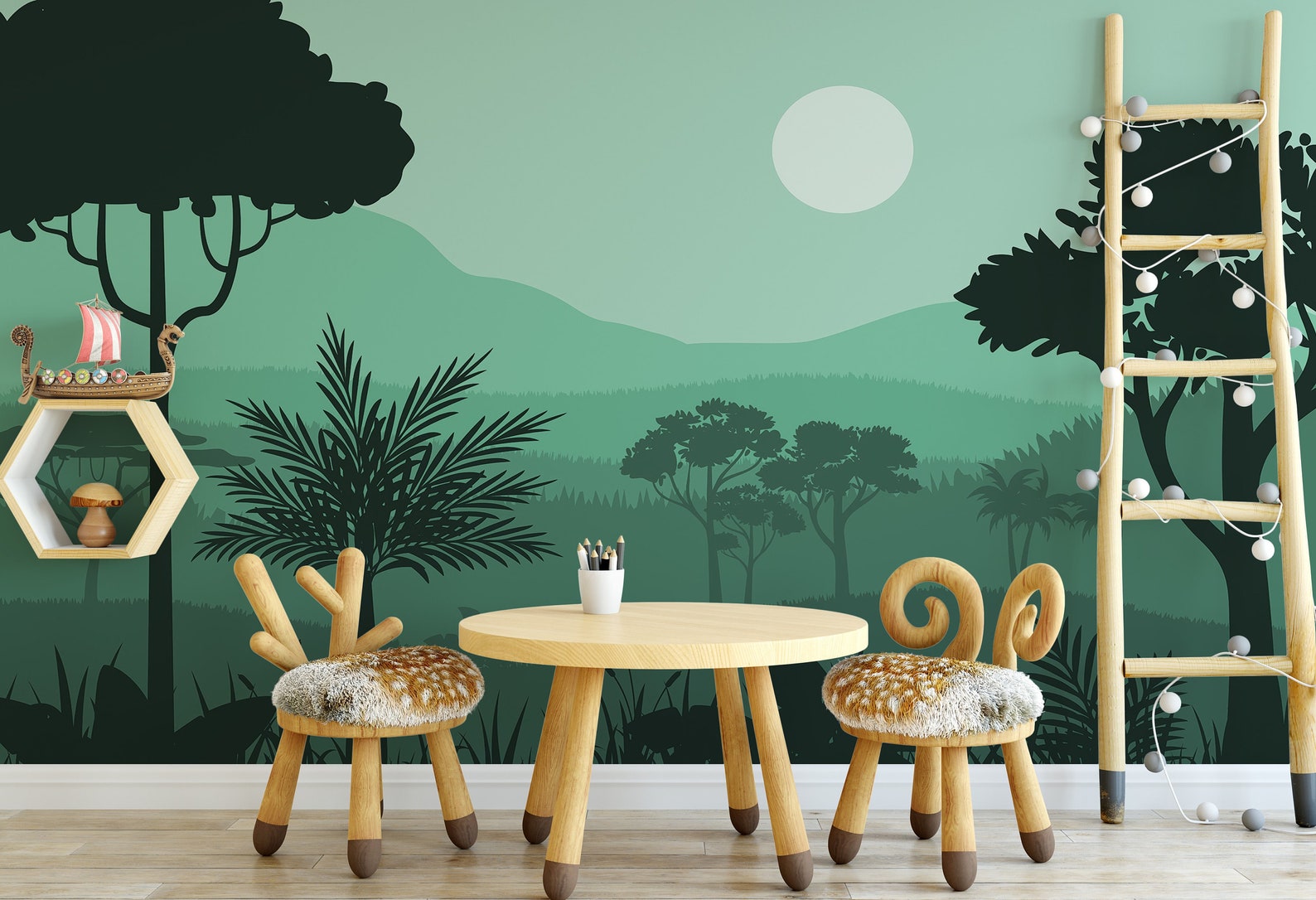 Jungle Mural Wallpaper Forest Wallpaper Nursery Wallpaper | Etsy UK