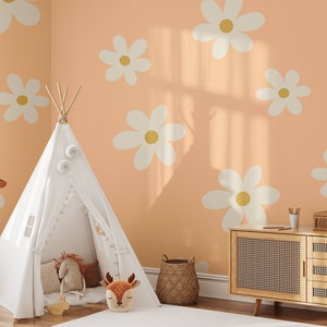 Daisy Wall Mural, Wild Flowers, Nursery Decor, Kids Wallpaper, Daisy ...