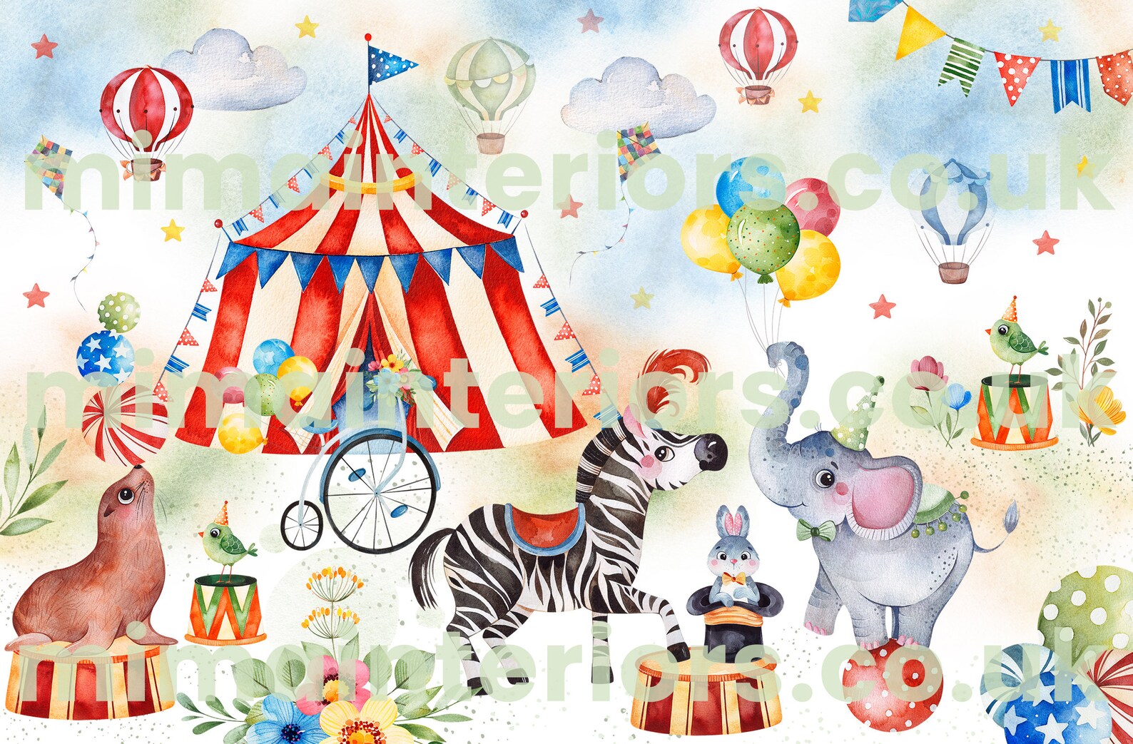 Circus Mural Wallpaper Clown Wall Mural Playroom Nursery - Etsy UK