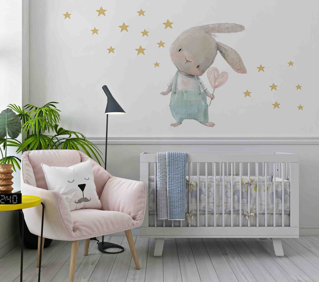 Bunny Rabbit Wall Sticker, Animal Wall Sticker, Baby Room, Kids ...