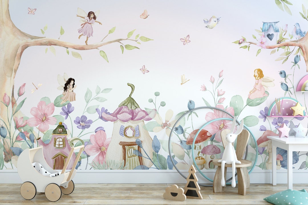 Fairy Mural Wallpaper, Nursery Wallpaper, Nursery Wallpaper, Secret ...