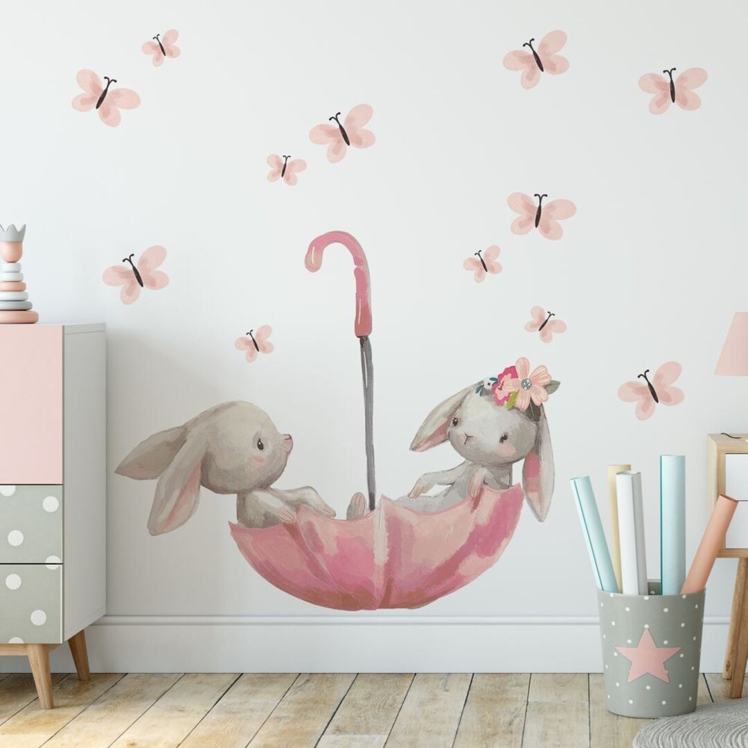 Bunny Wall Stickers, Girls Wall Nursery Decals - Etsy