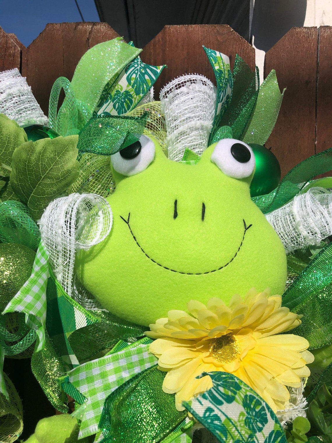 Green Frog Wreath Ribbon, Home Decor, Crafts, Summer - Etsy