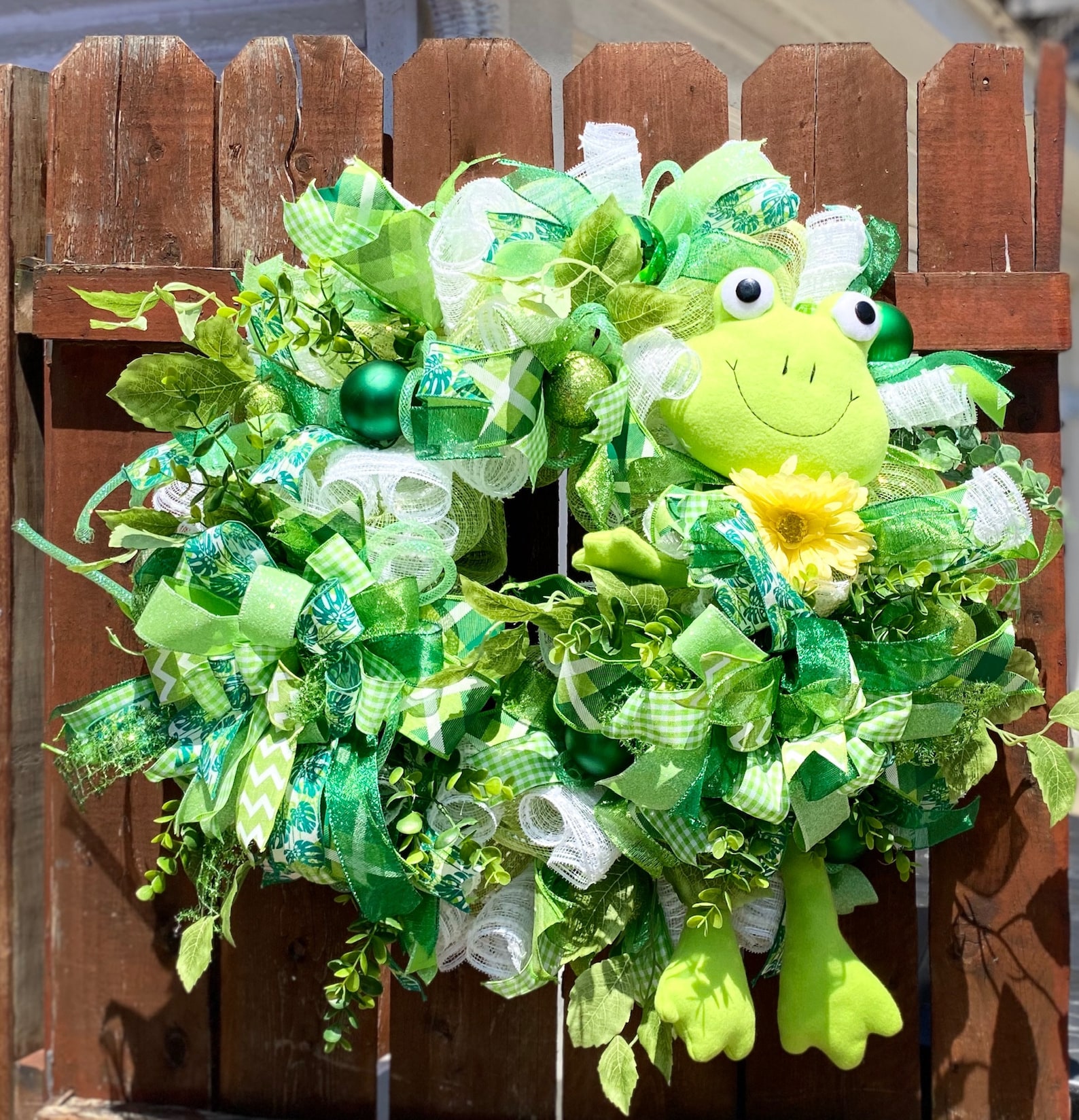 Green Frog Wreath Ribbon, Home Decor, Crafts, Summer - Etsy