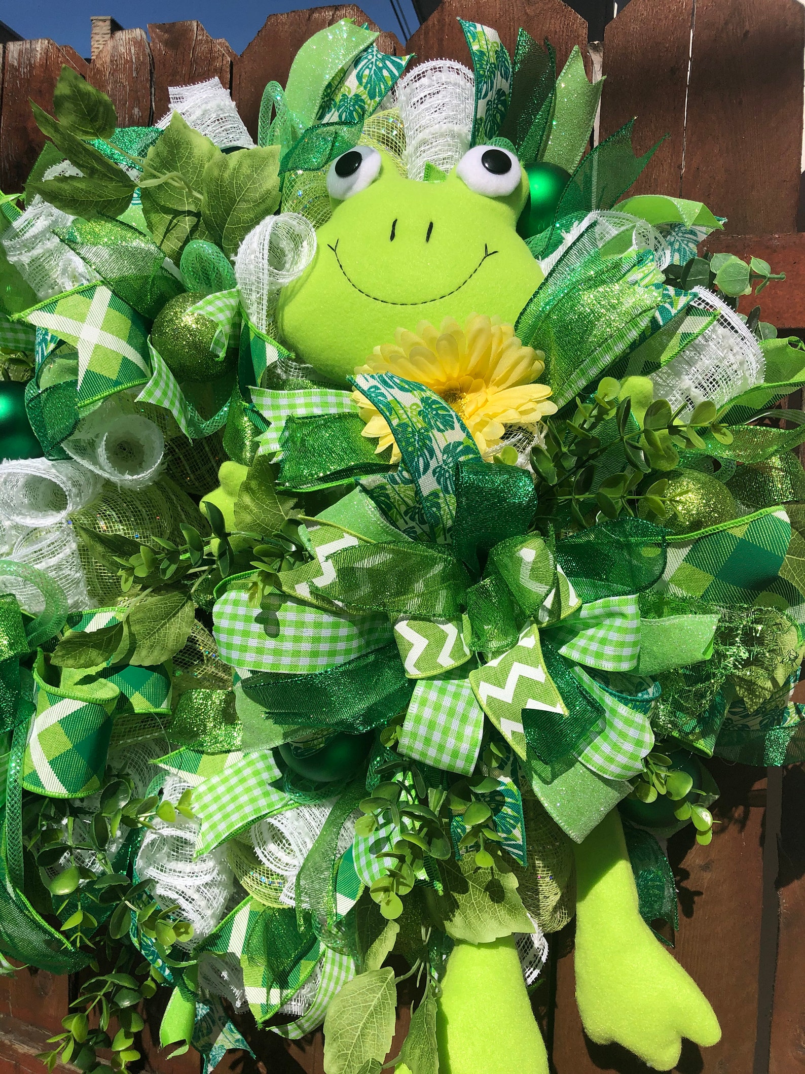 Green Frog Wreath Ribbon, Home Decor, Crafts, Summer - Etsy