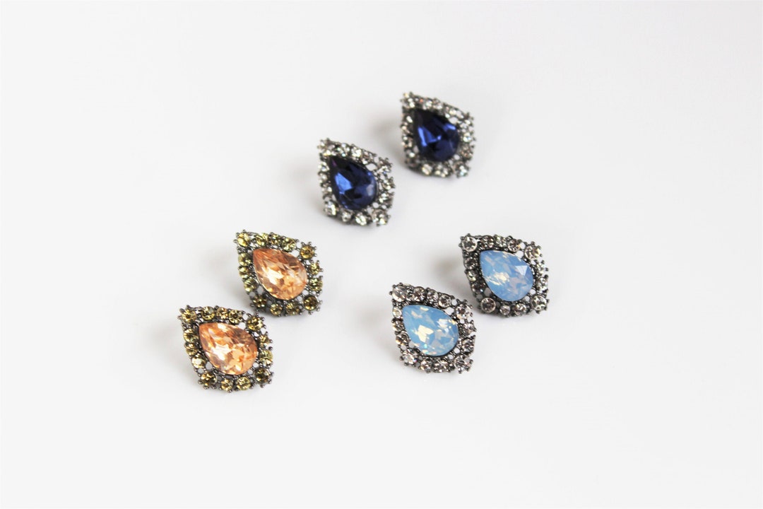 Rhinestone Stud Earrings - Etsy