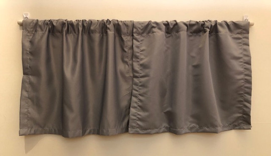 Basement Window Curtain Set With Tension Rod - Gray - Etsy
