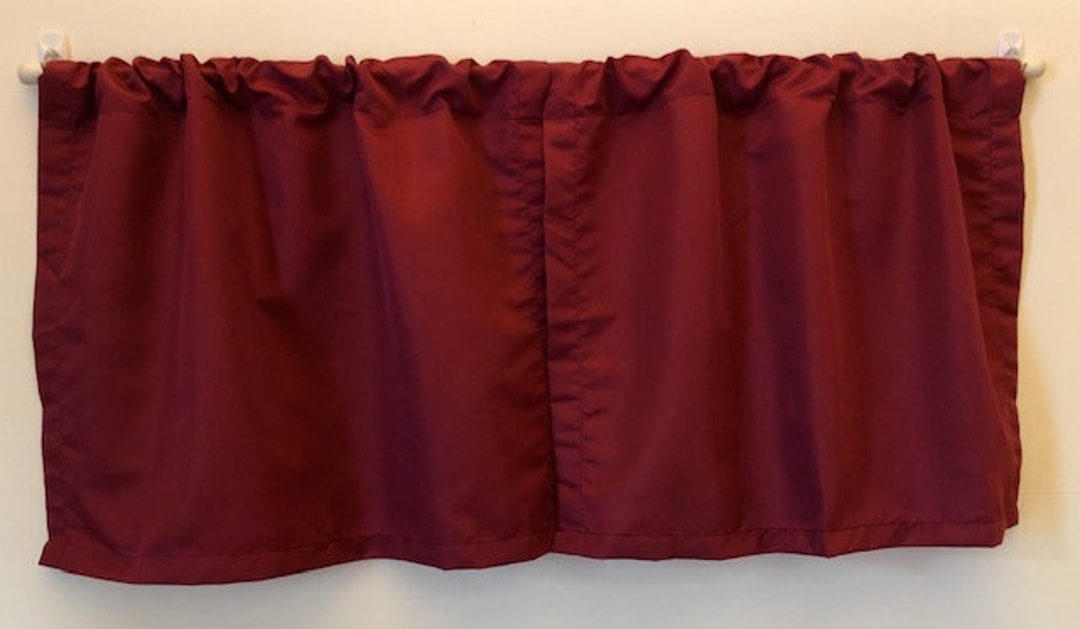 Basement Window Curtain Set With Tension Rod - Burgundy - Etsy