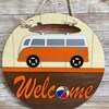 Retro VW Bus Beach Summer Round Wood Door Sign - Etsy