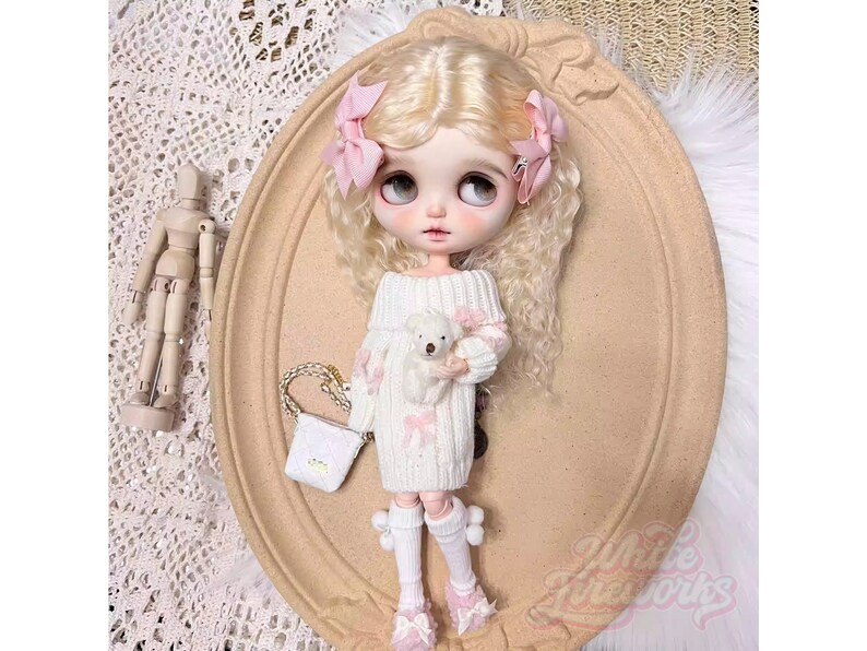 Pink Bow Blythe Knit Dress Blythe Dress Five Piece Set Neo Blythe Dress For Blythepullip