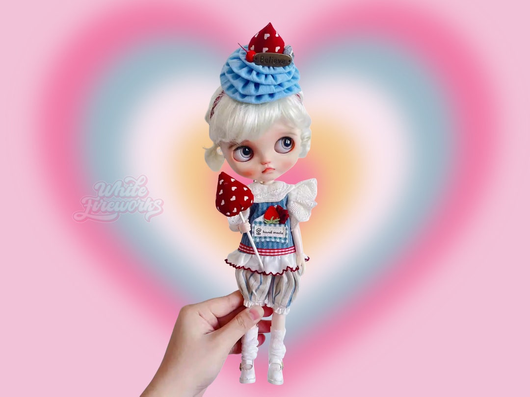 Strawberry Cake Set of 5, Neo Blythe Clothes, Blythe Headpiece, Blythe Top, Blythe Shorts, for ...