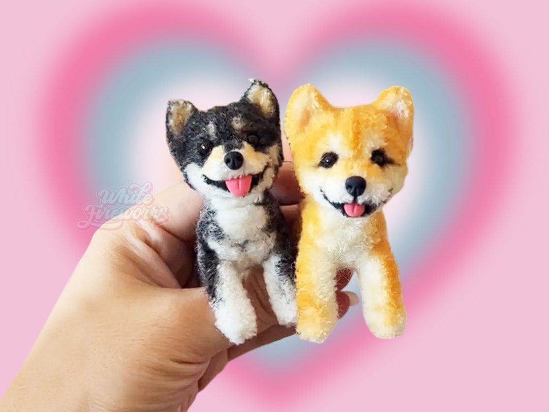 Miniature Shiba Inu Two Colours, 1/6 Scale Dolls Miniature Dog, Wool ...