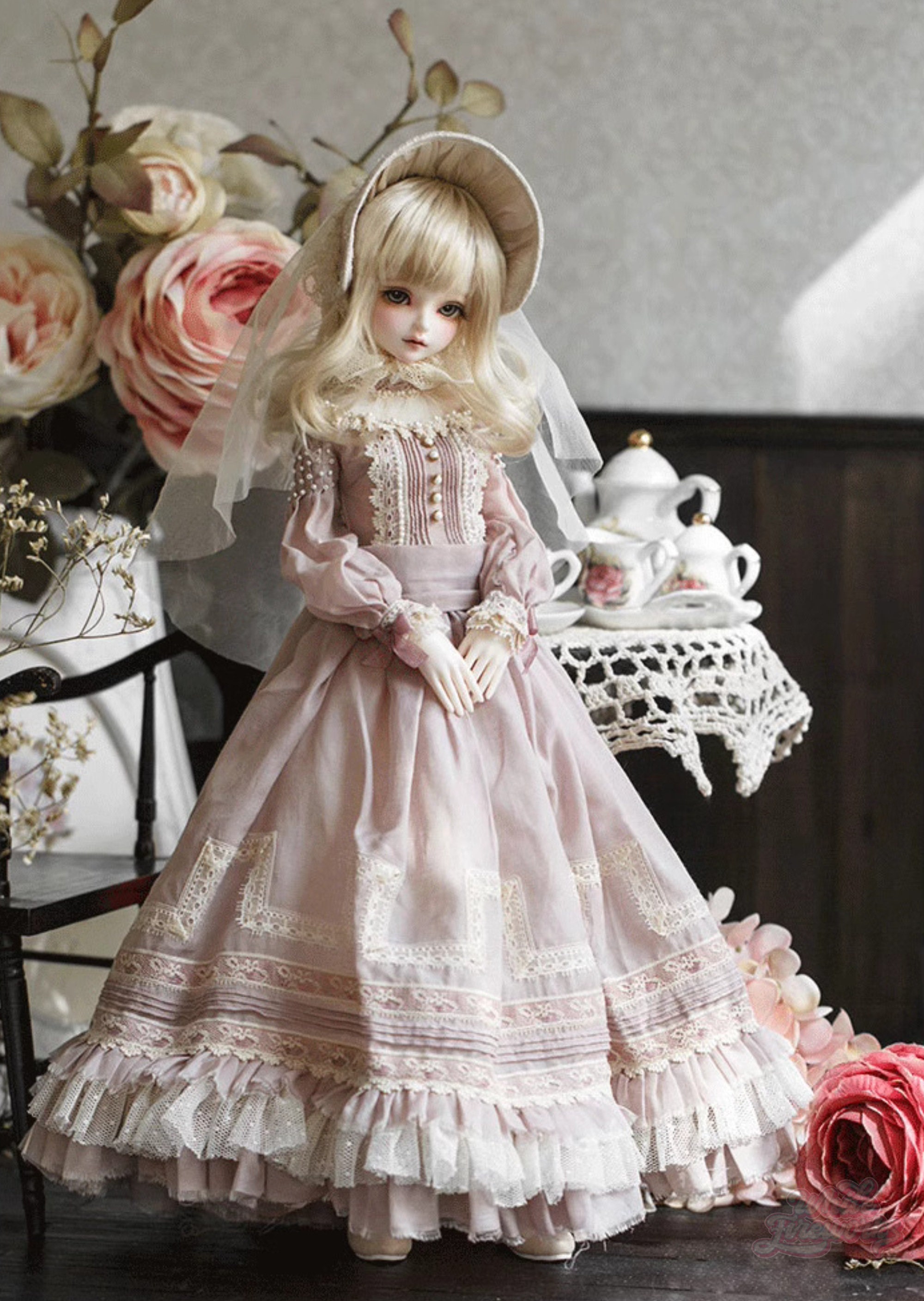 Pink Bjd Lolita Dress, 1/4 1/3 SD Bjd Clothes/bjd Dress/doll Dress/doll ...