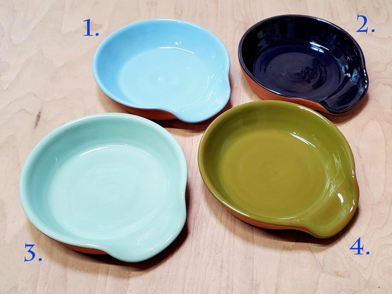 Handmade Modern Spoon Rests in 4 Colors Over Red Clay. - Etsy