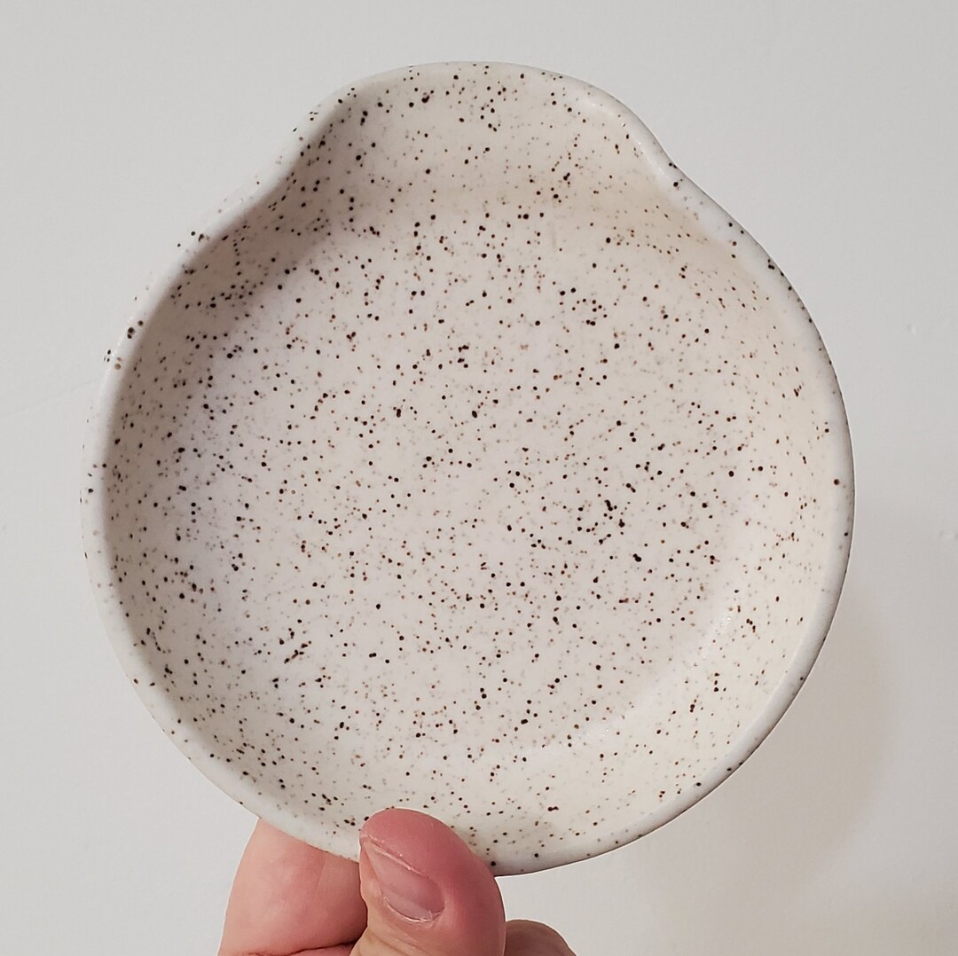 Handmade Modern Spoon Rest in Satin White Over Speckled Cream White ...