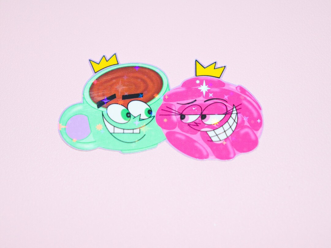 Cartoon Cafecito Y Concha Sticker - Holographic - 90s Cartoon - Wanda ...