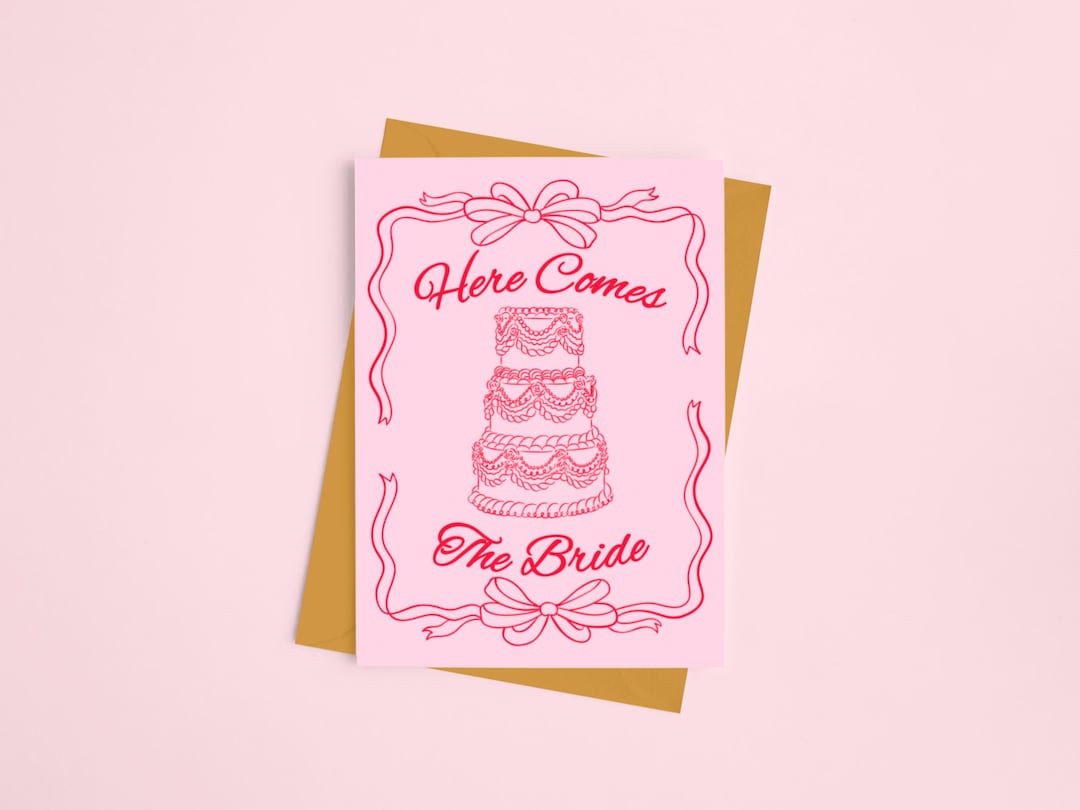 Here Comes the Bride Card - Bridal Shower - Engagement Party - Blushing ...