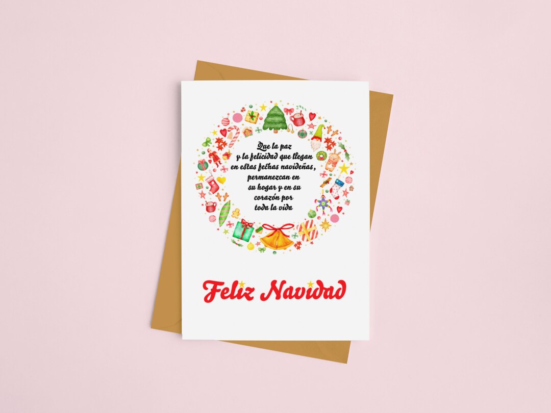 Feliz Navidad Card - Spanish Christmas Card - Holiday Card in Spanish ...