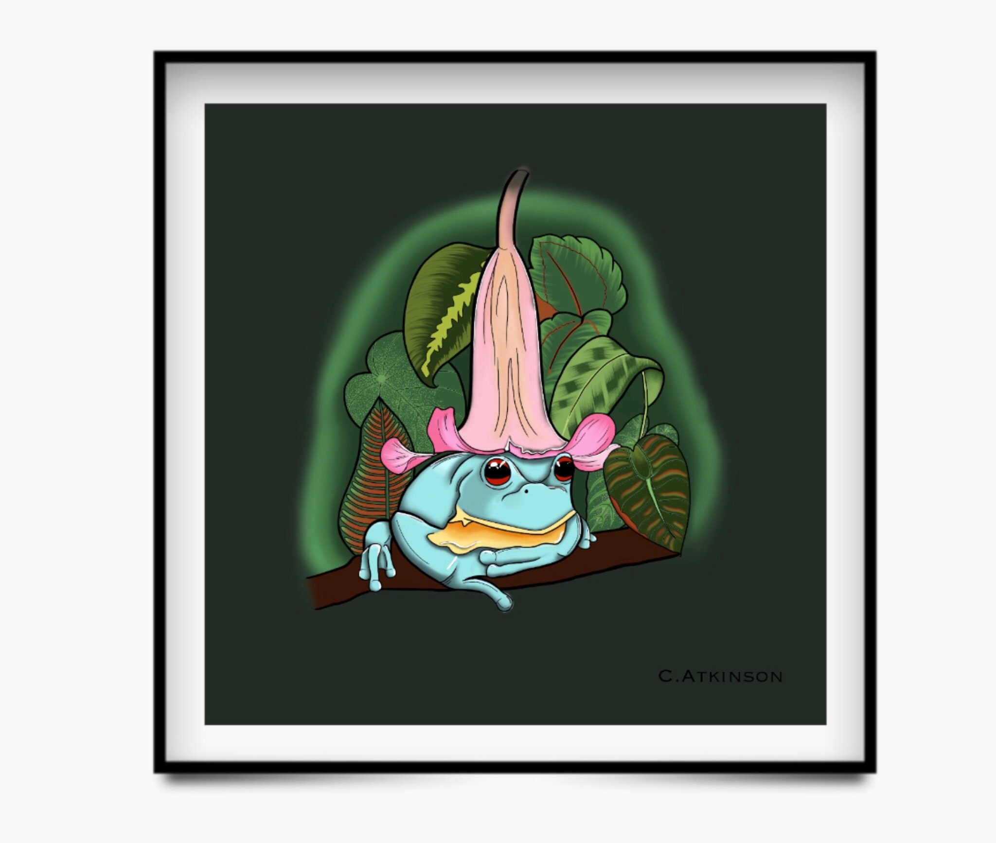 Flower Hat Frog Print - Etsy