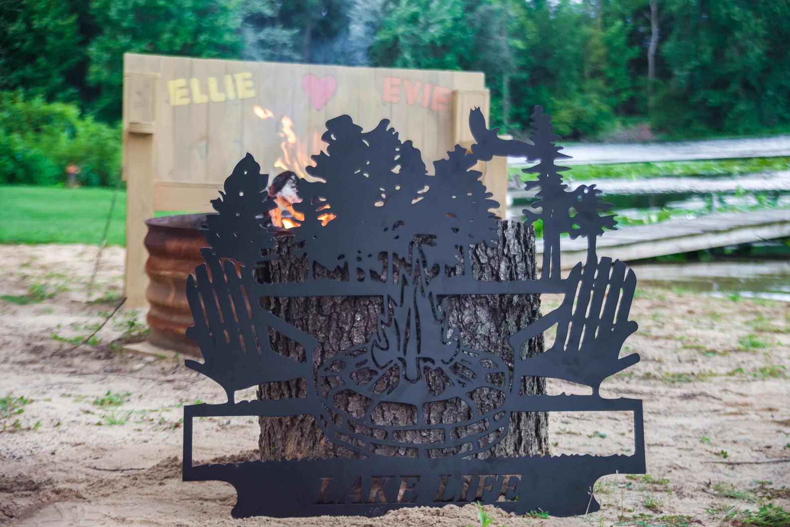 Campfire Lake Life Metal Sign | Etsy