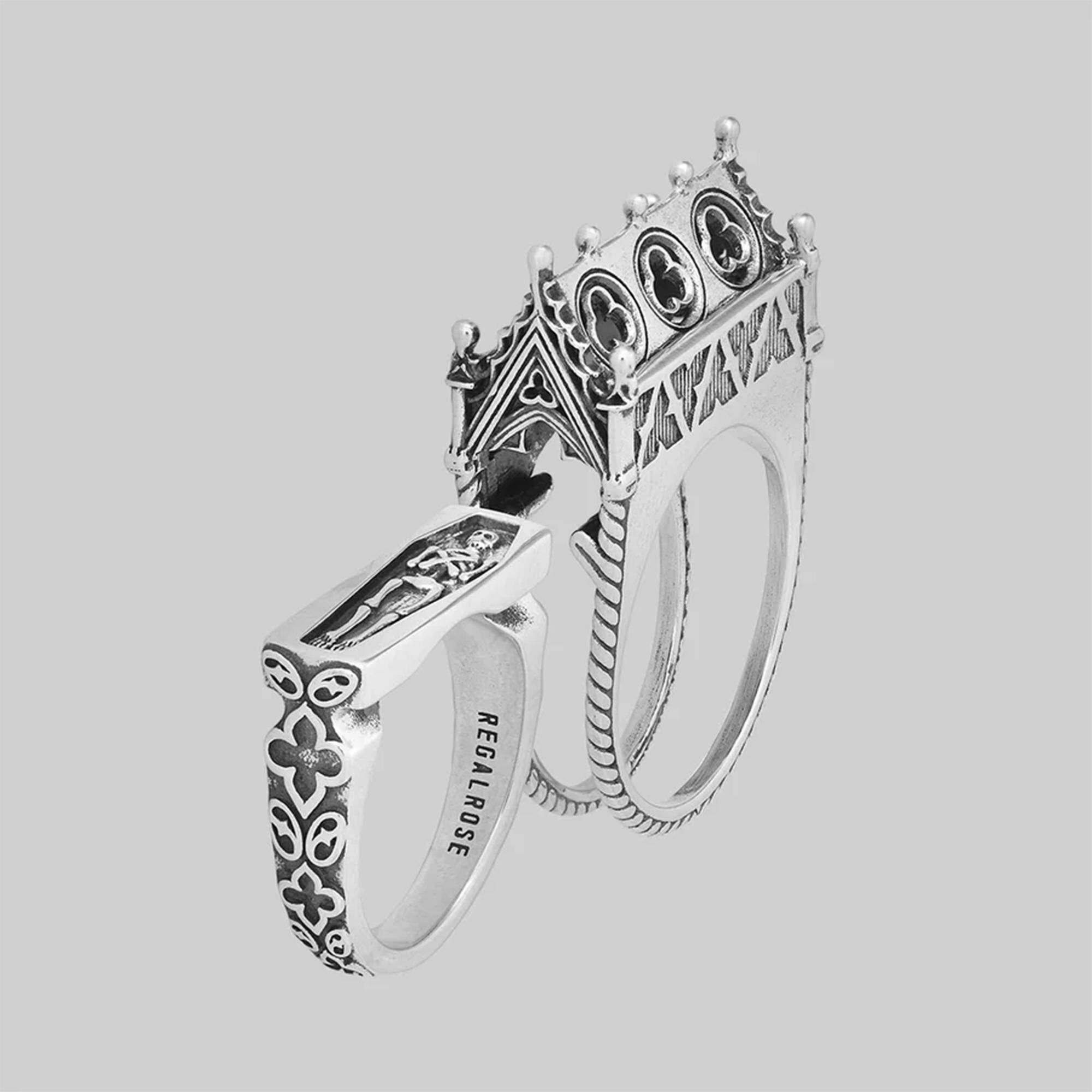 Sterling Silver Gothic Ring | Secret Tomb, Hidden Skeleton - Etsy
